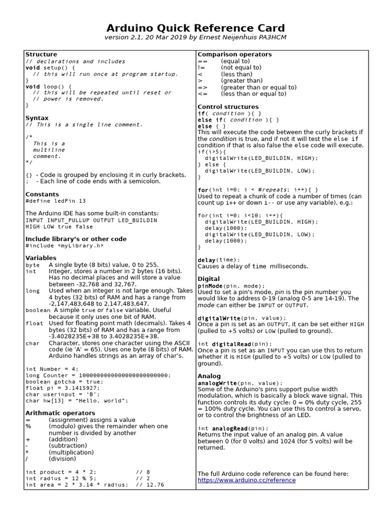 Arduino QRC v2 - 1 | PDF | Integer (Computer Science) | Bit Arduino QRC v2 - 1 | PDF | Integer (Computer Science) | Bit