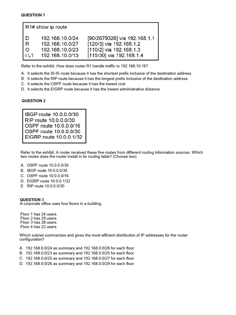 CCNA 200-301 PracticeQuestions 04 | PDF | Ip Address | Computer Network