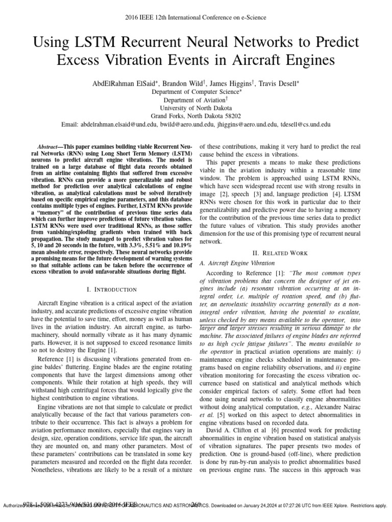 Using Lstm Recurrent Neural Networks To Predict Excess Vibration Events