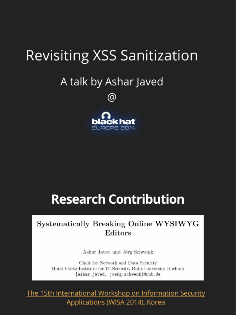 Eu 14 Javed Revisiting XSS Sanitization | PDF | Cyberspace | Internet