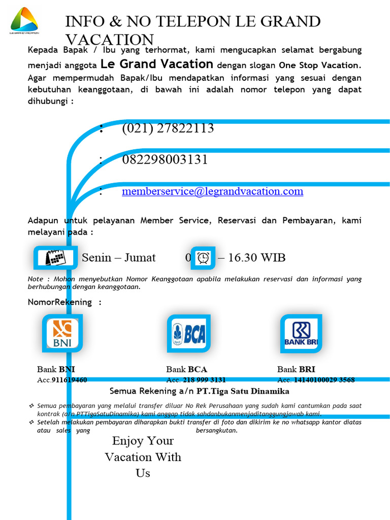 FORM INFO LE GRAND VACATION | PDF