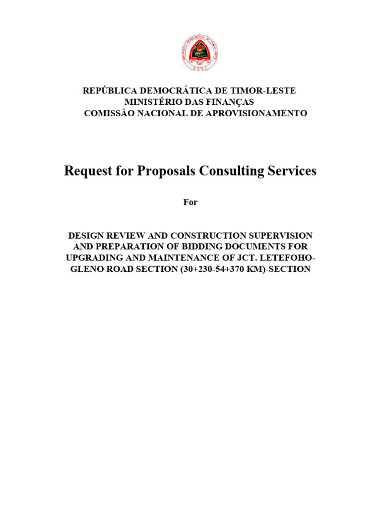 TOR - Upgrading & Maintenance of JCT Letefoho - Gleno Road (Timor Leste) | PDF | Employment ...