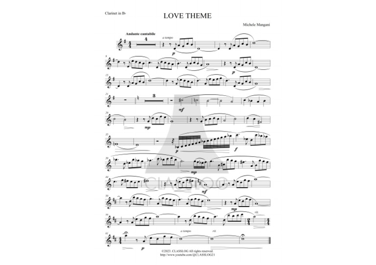 Love Theme - Clarinet in BB - JPG | PDF