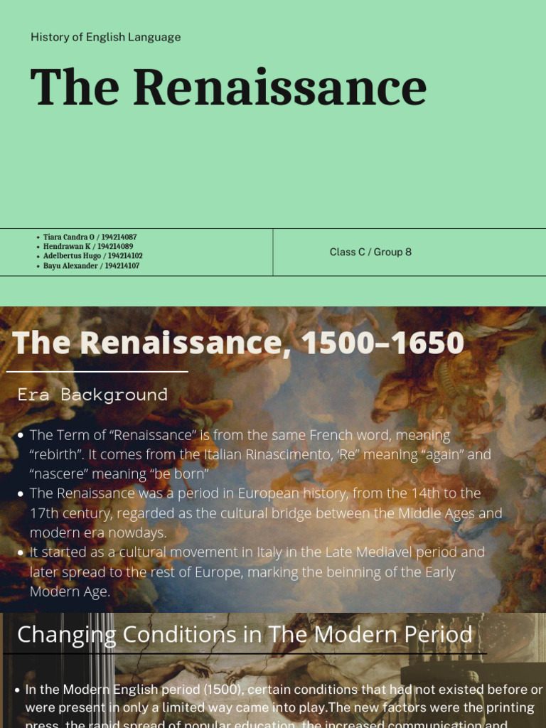 History of Language - The Renaissance - Group 8 | PDF | English ...