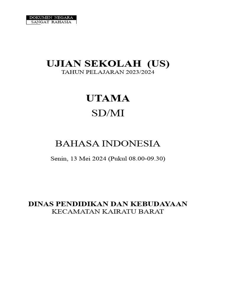Naskah Soal Bindo Us 2024 | PDF