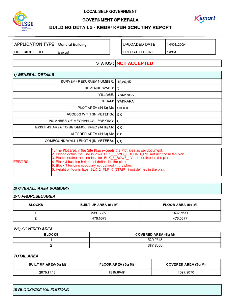 Building Details - KMBR/ KPBR Scrutiny Report: Application Type | PDF ...