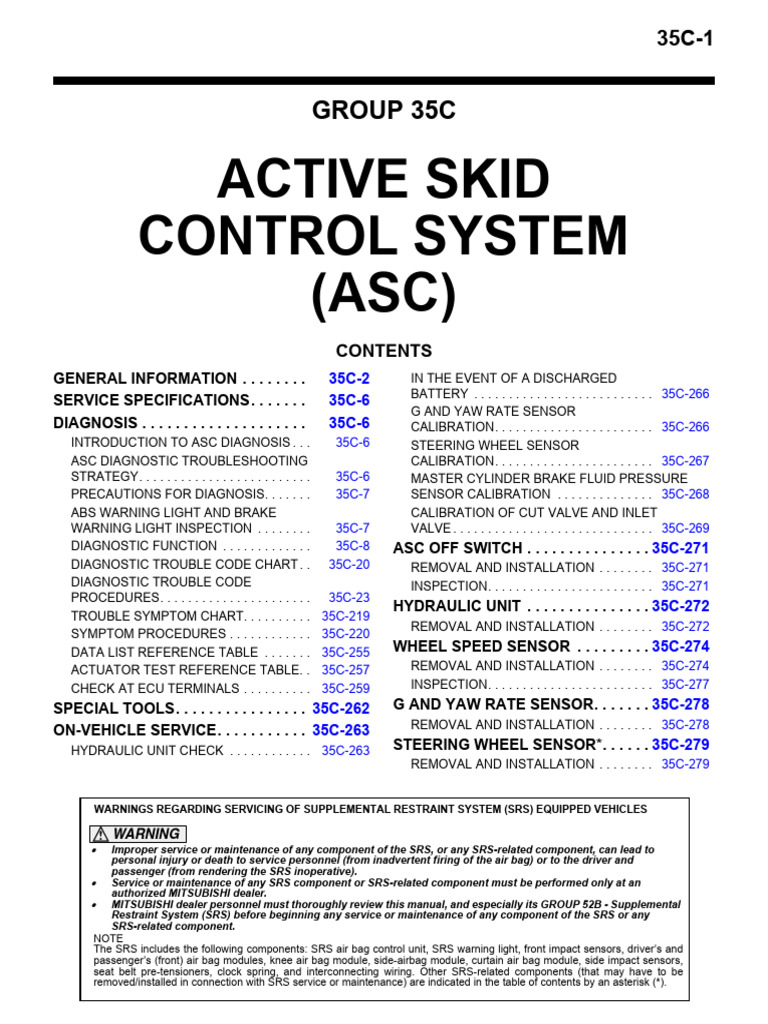 Active Skid Control System (ASC) : Group 35C | PDF | Anti Lock Braking ...