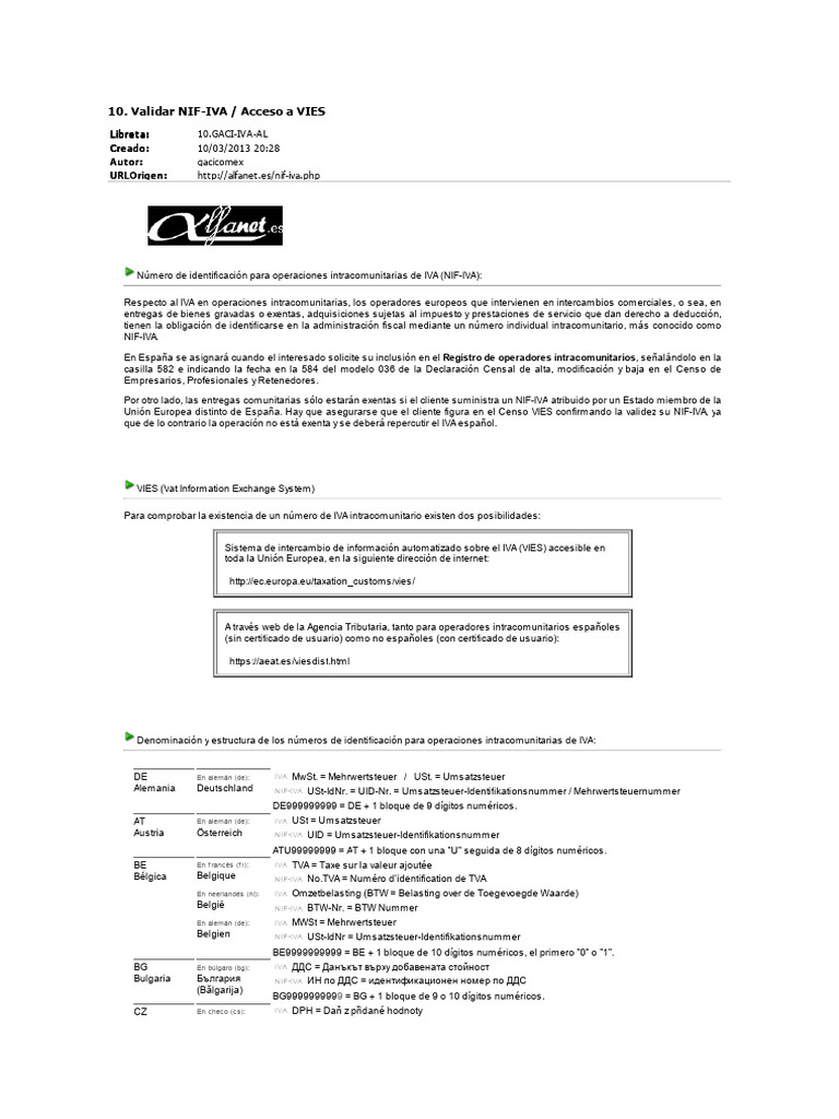 Guía de NIF-IVA en la UE | PDF | Comercio | Finanza pública