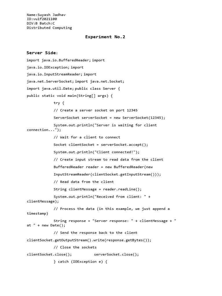 Dc Experiment No 2 | PDF | Client (Computing) | Server (Computing)