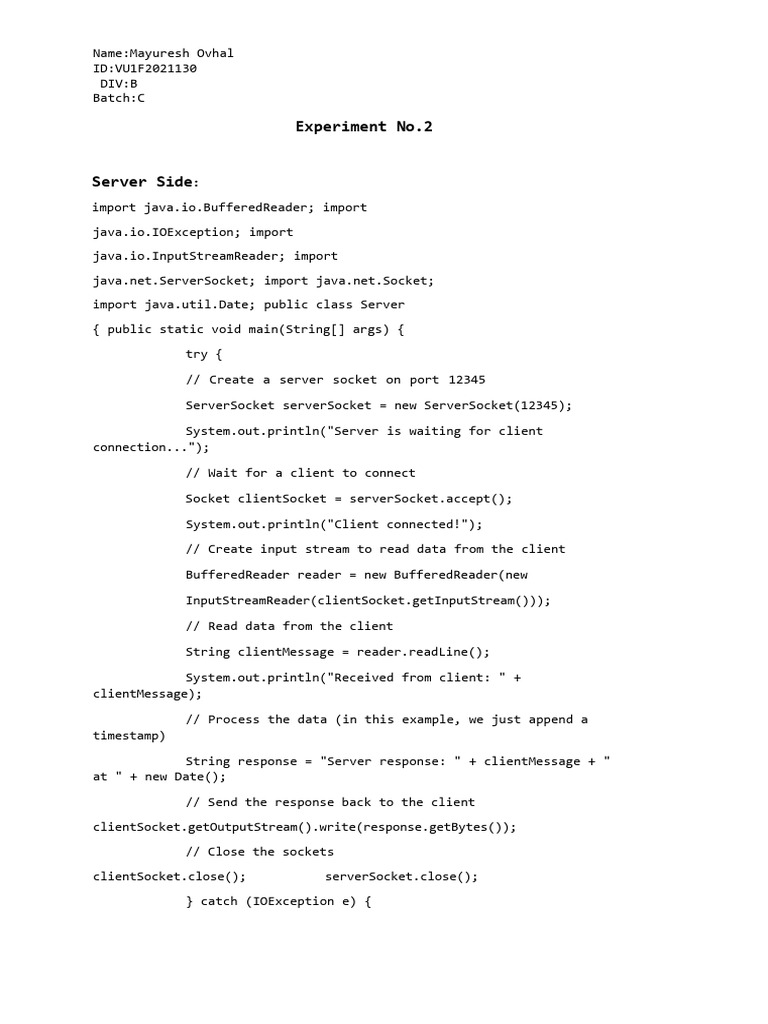 DC Experiment No 2 | PDF | Network Socket | Internet Protocols