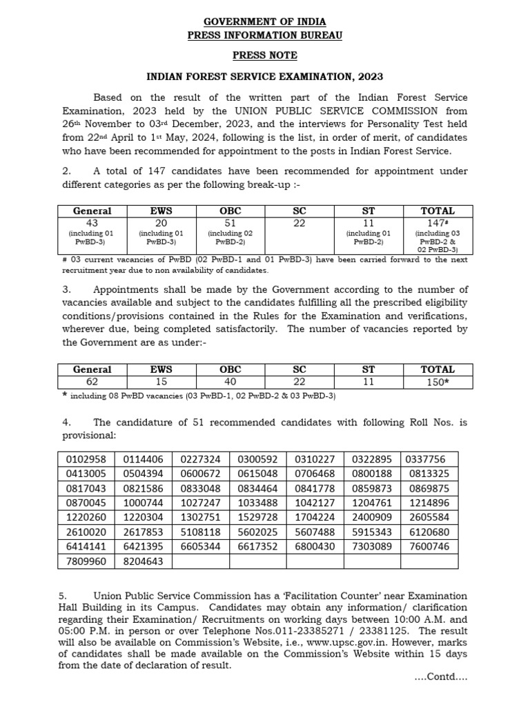 Government of India Press Information Bureau Press Note Indian Forest ...