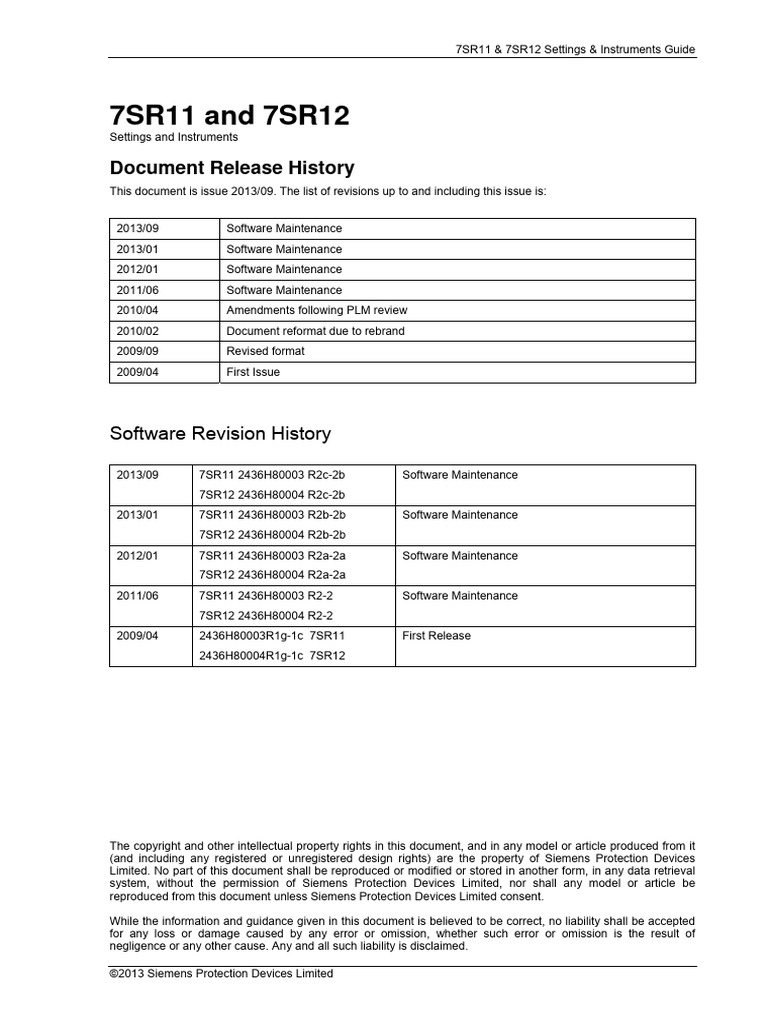 7SR11 and 7SR12 - Argus Technical Manual Chapter 02 Settings and ...