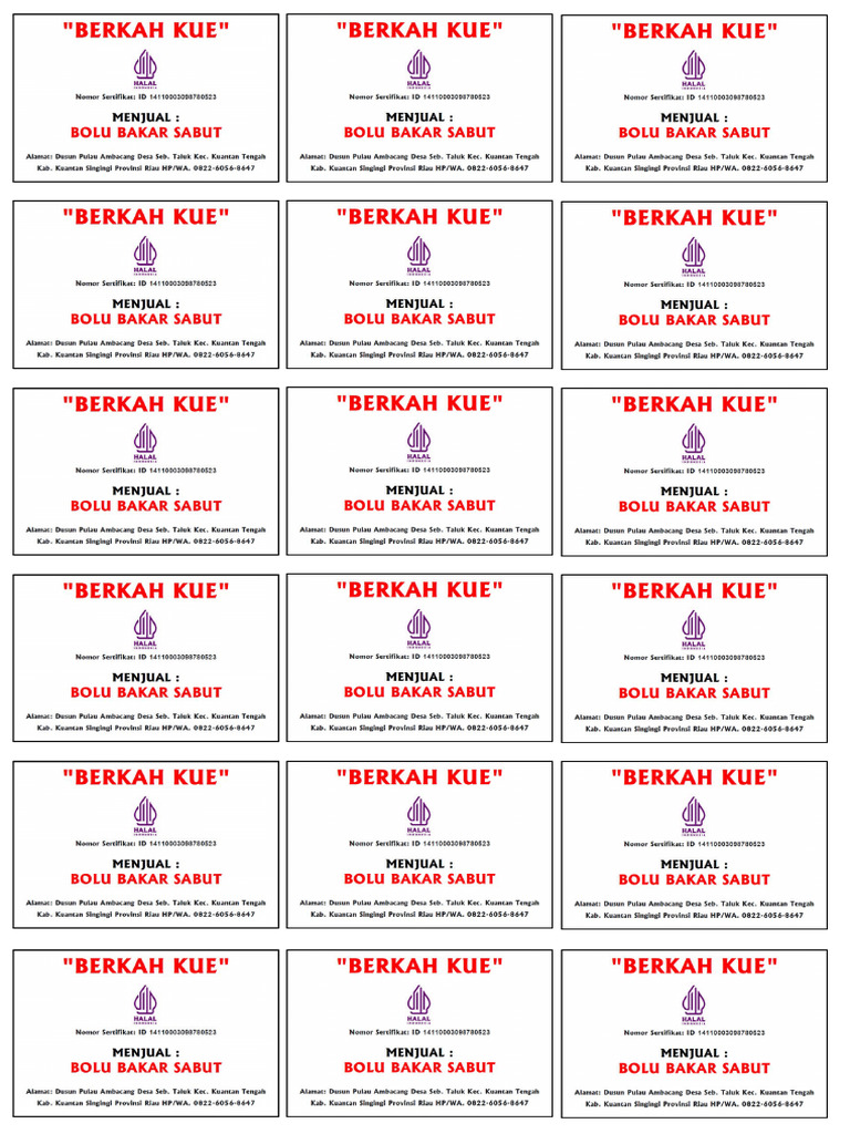 Berkah Kueh Kak Pebi | PDF