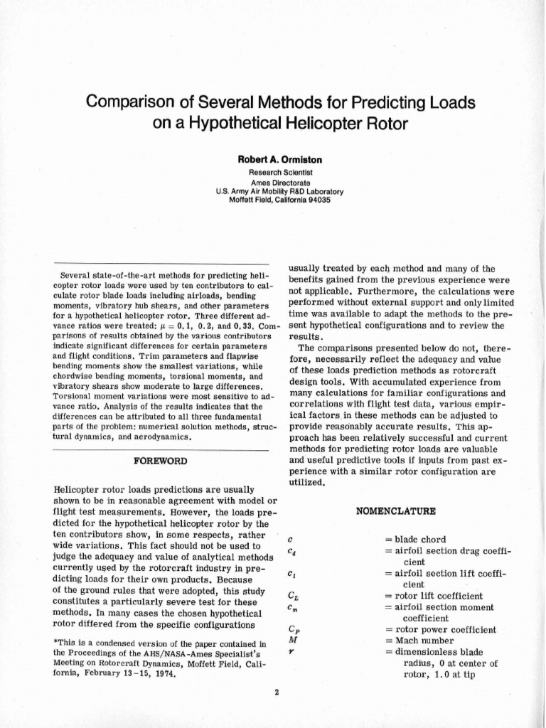 Comparison of Several Methods For Predicting Loads On A Hypotetical ...
