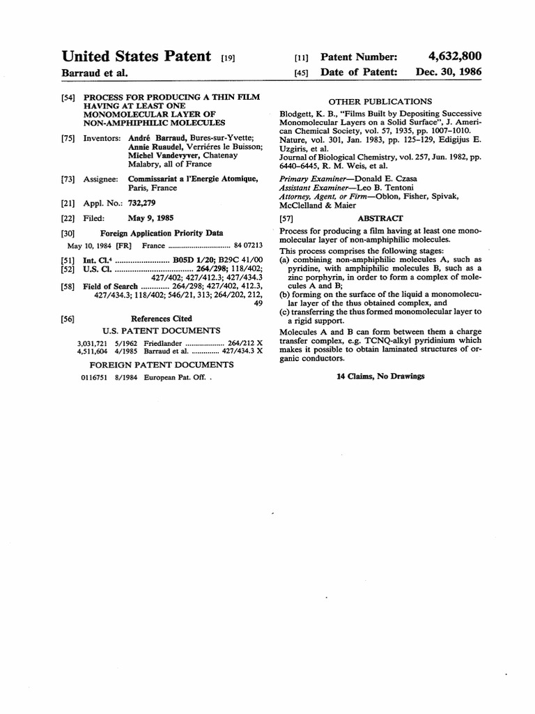 Process For Producing A Thin Film Having at Lease One Monomolecular ... Process For Producing A Thin Film Having at Lease One Monomolecular ...