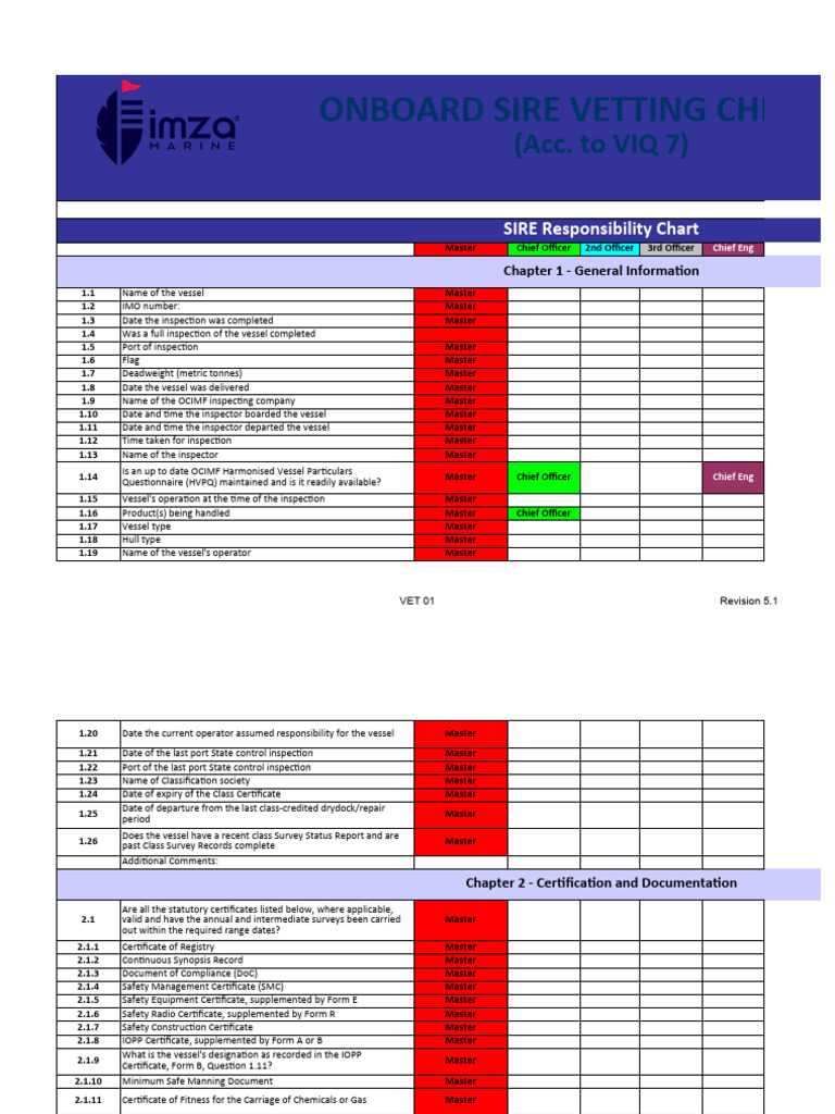 Vetting Checklist for Vessel Inspection | PDF | Navigation