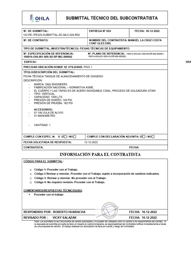 CO-PE-1PE323-SUBMITTAL-SC-MLC-024-R02 Rpta | PDF | Presión | Gases
