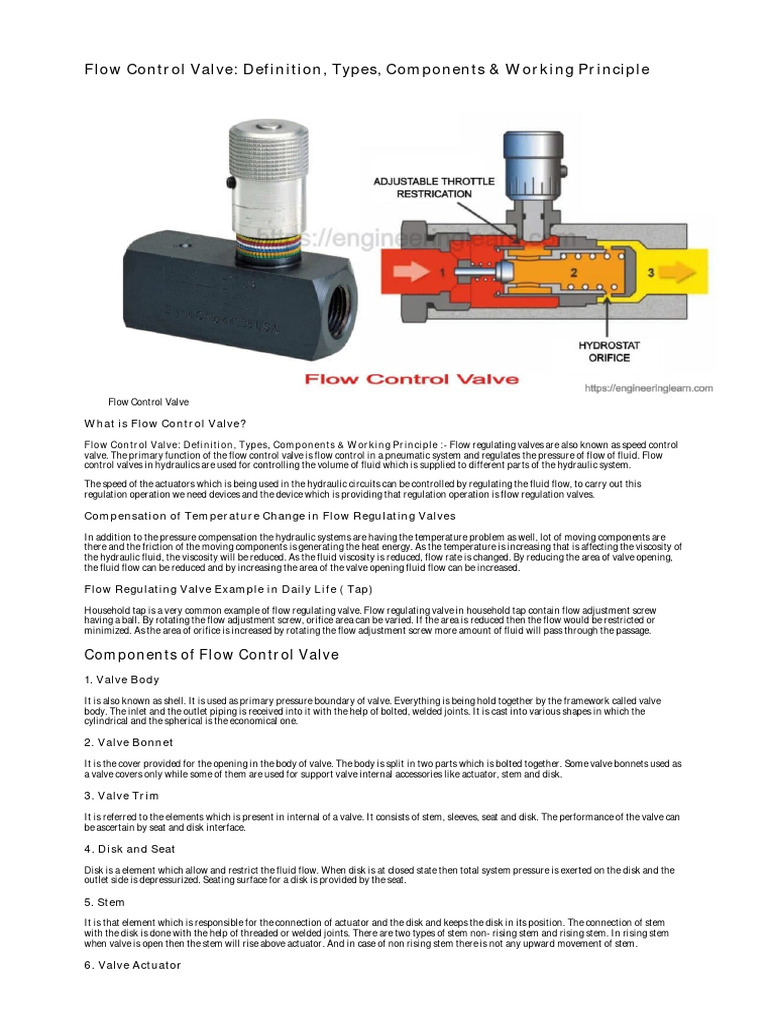 Flow Control Valve: Types & Principles | PDF | Valve | Tap (Valve)
