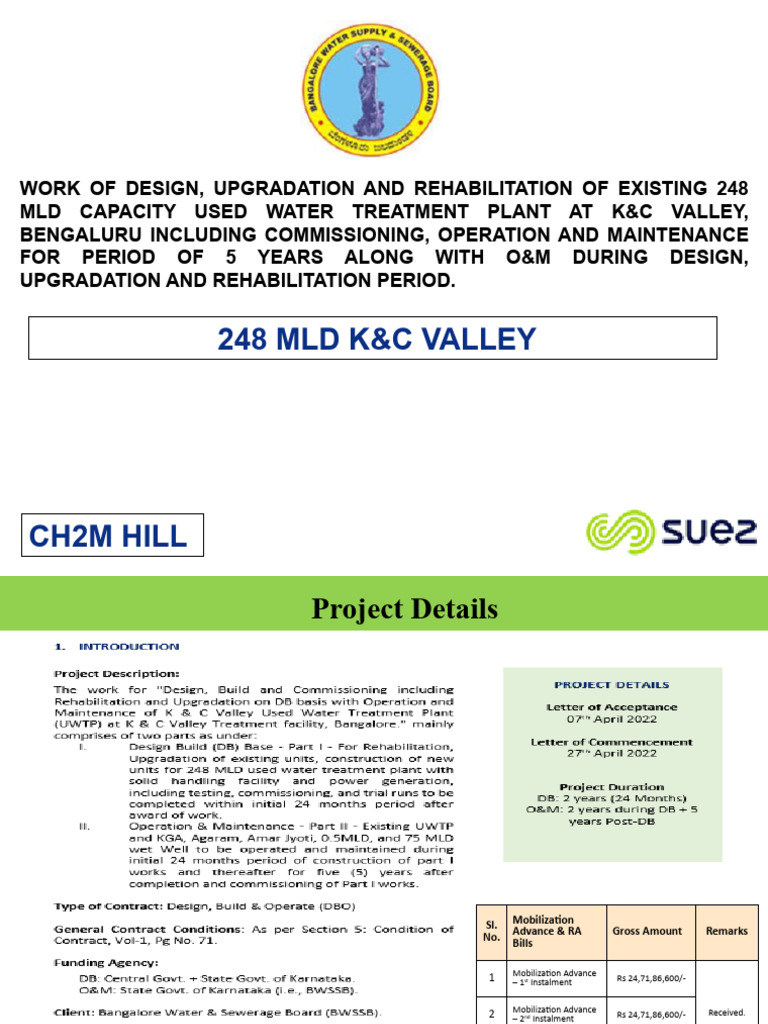 K&C Valley 248 MLD STP Upgrade Project | PDF | Sewage Treatment ...