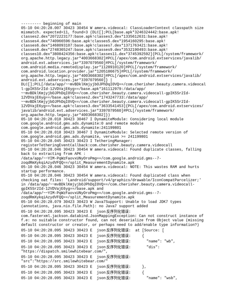 Com - Cherisher.beauty - Camera.videocall Logcat | PDF | Constructor (Object Oriented ...
