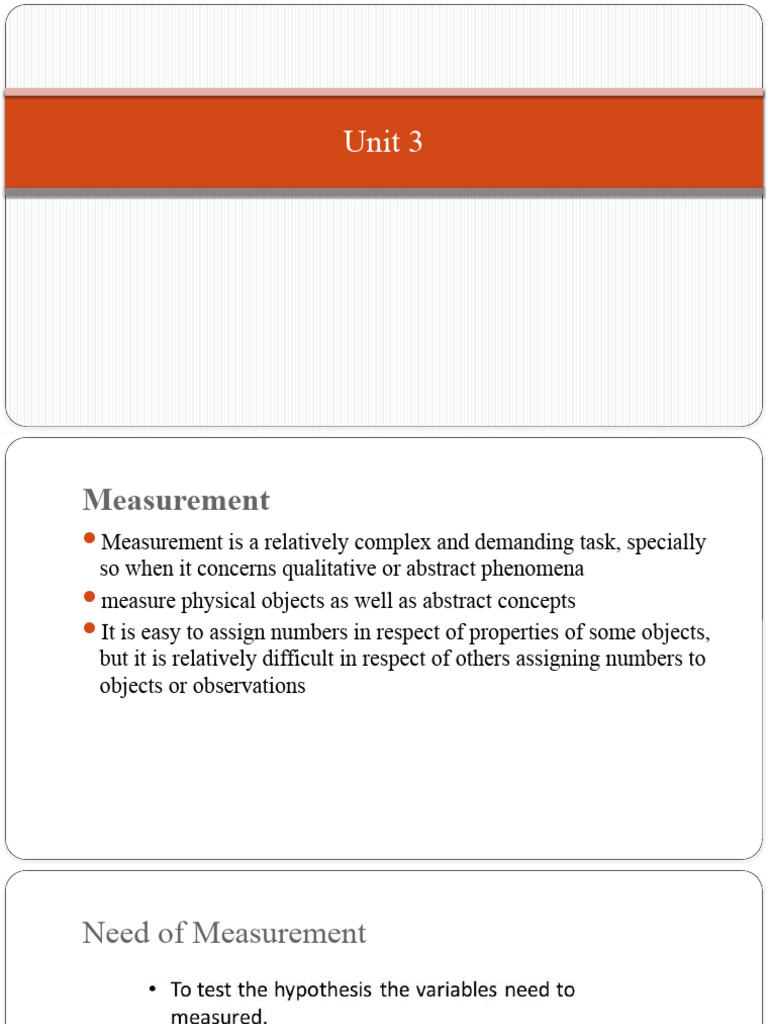 Ch3 - Measurement in Research | PDF | Level Of Measurement | Measurement