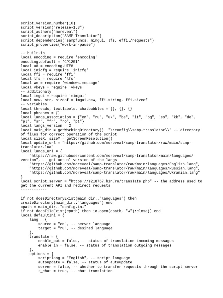 SAMP Translator Script Overview | PDF | System Software | Software