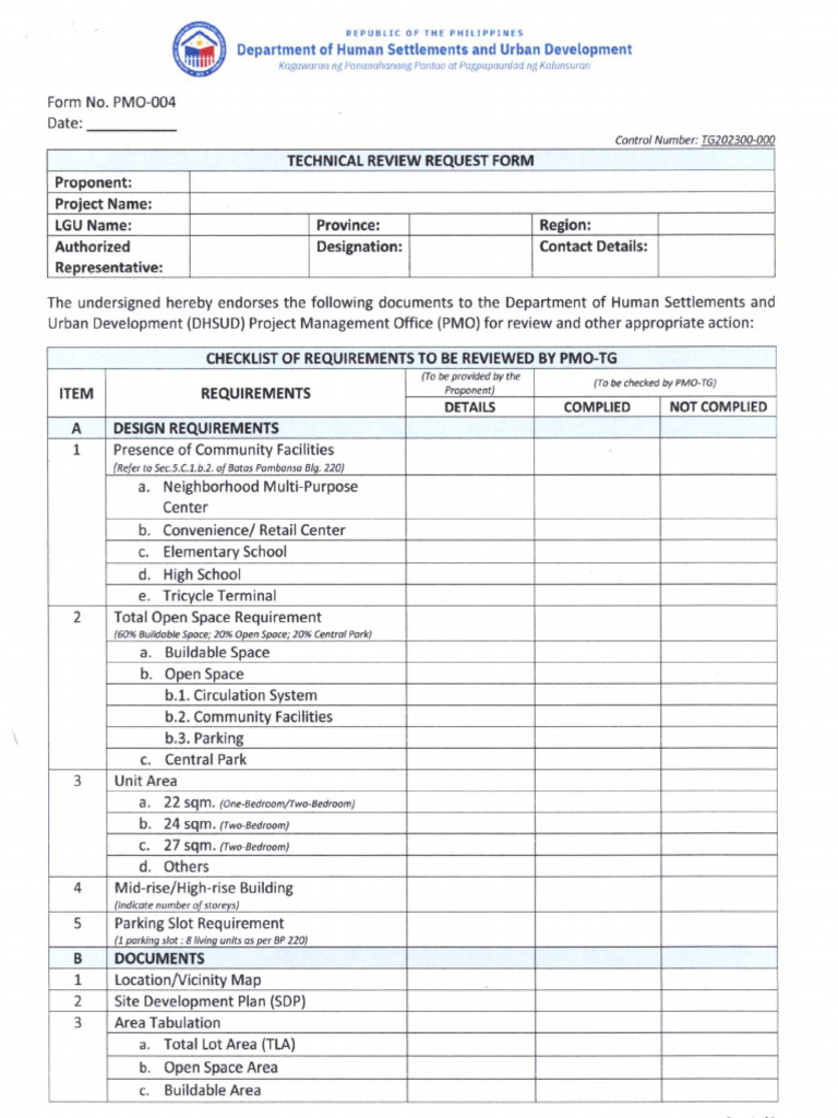 DHSUD - Technical Requirements | PDF