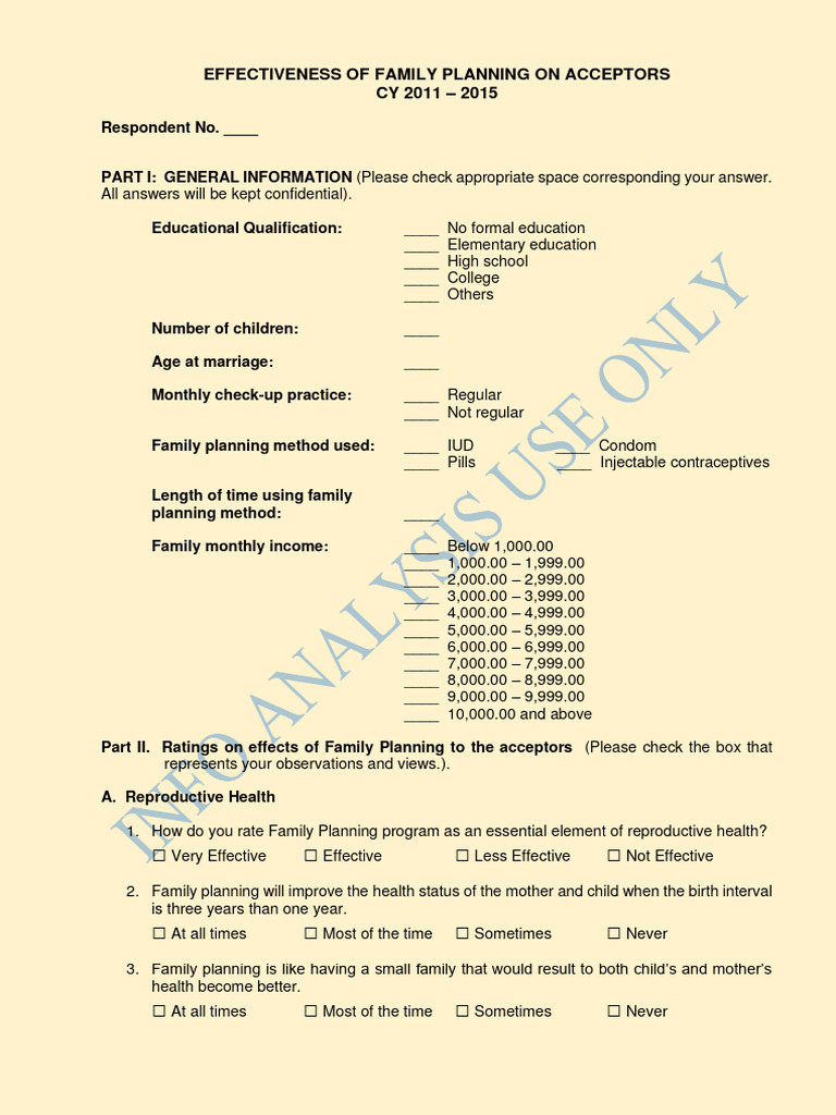 03_Questionnaire | PDF | Family Planning | Health Care