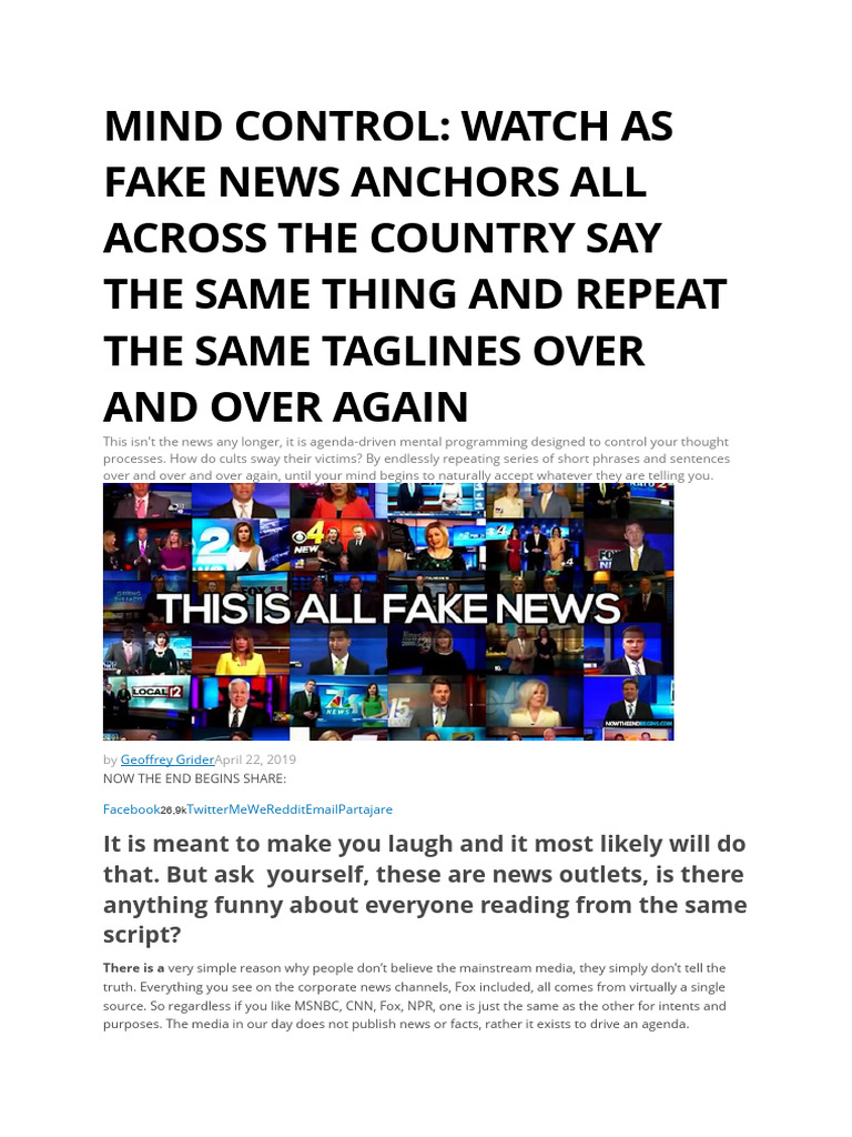 Mind Control - Watch As Fake News Anchors All Across The Country ...