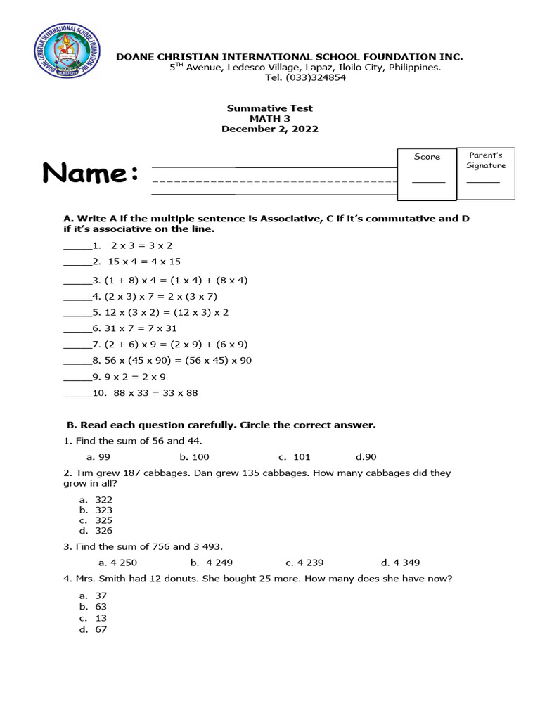 Math Qe | PDF | Multiplication | Elementary Mathematics