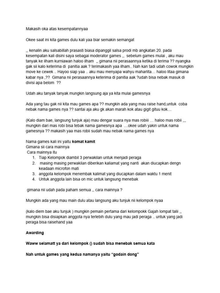 Moderator. Games Aak | PDF