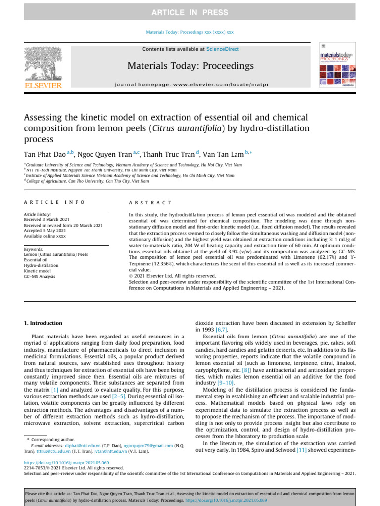 Materials Today: Proceedings: Tan Phat Dao, Ngoc Quyen Tran, Thanh Truc Tran, Van Tan Lam | PDF ...
