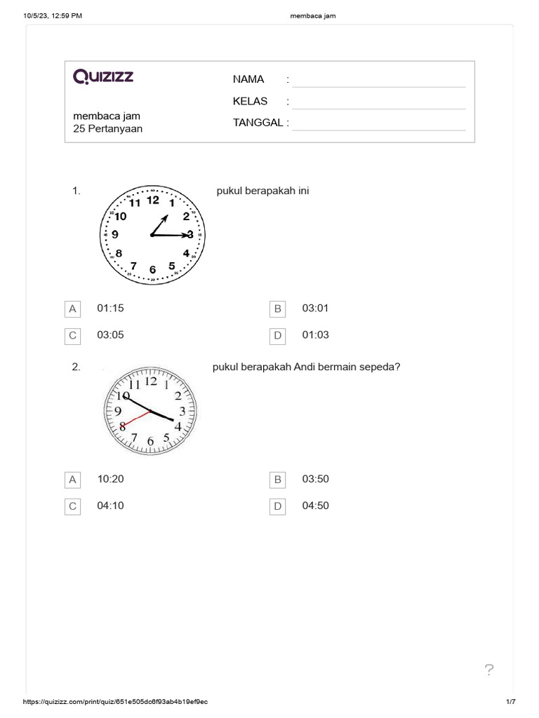 Latihan Jam Pdf
