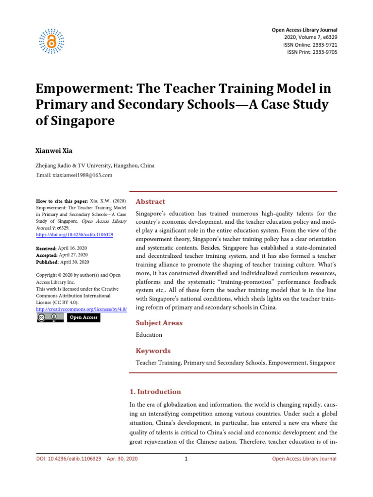 Xia Model Singapura | PDF | Teachers | Teacher Education