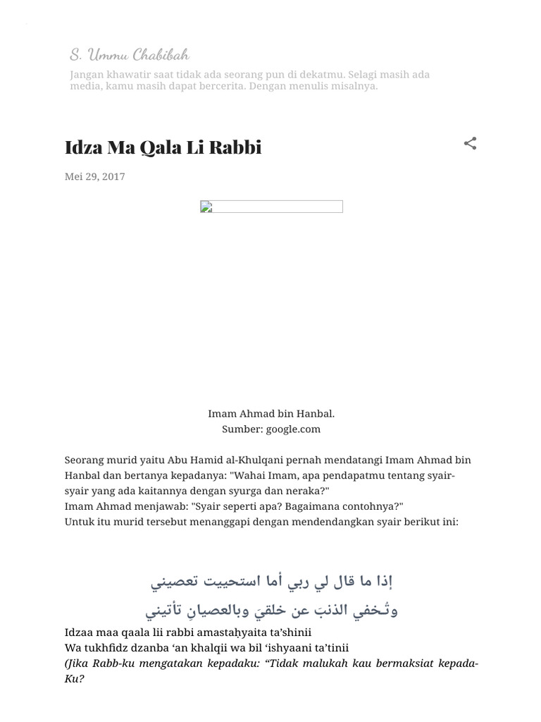 Syair Idza Ma Qala Li Rabbi | PDF | Agama & Spiritualitas
