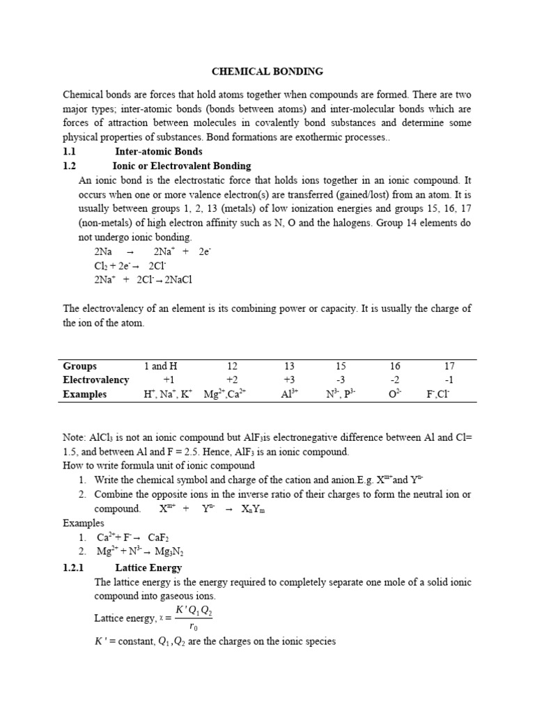 Chemical Bonding & Shapes of Molecules | PDF | Ionic Bonding | Chemical ...
