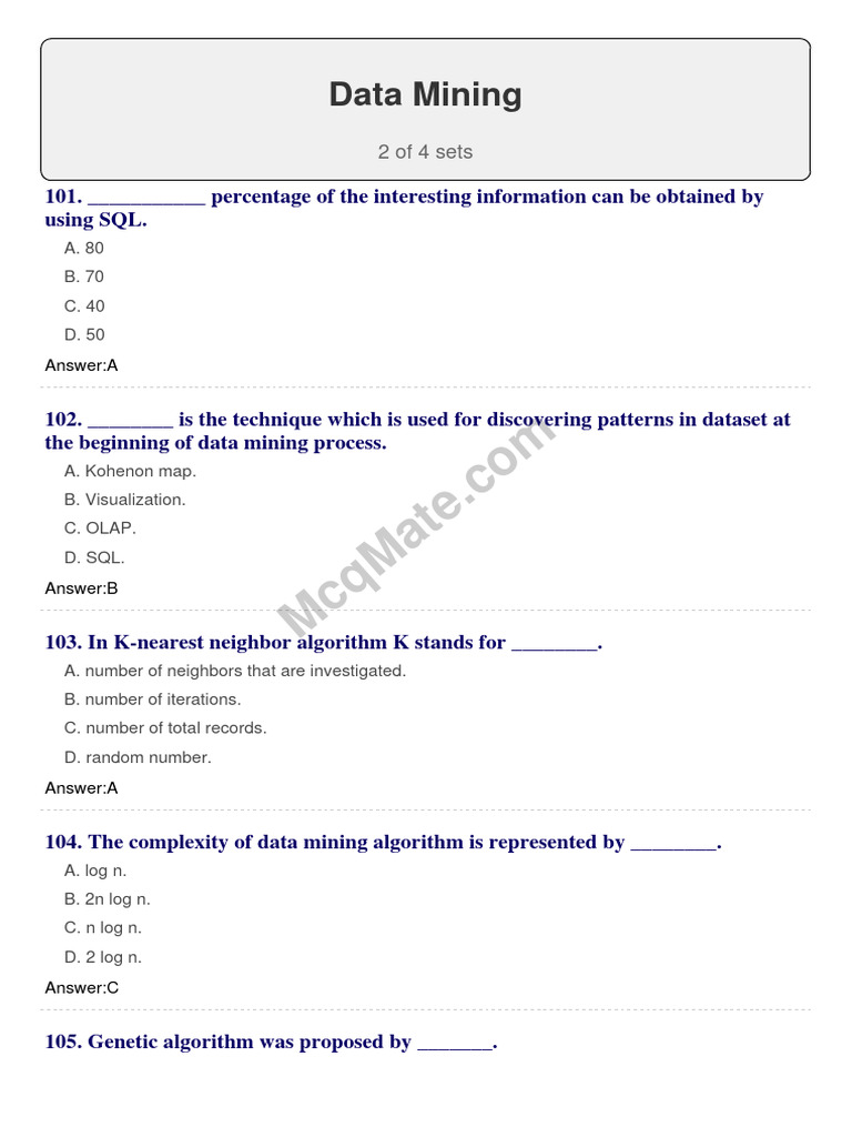 Data-Mining (Set 2) | PDF | Data Mining | Machine Learning
