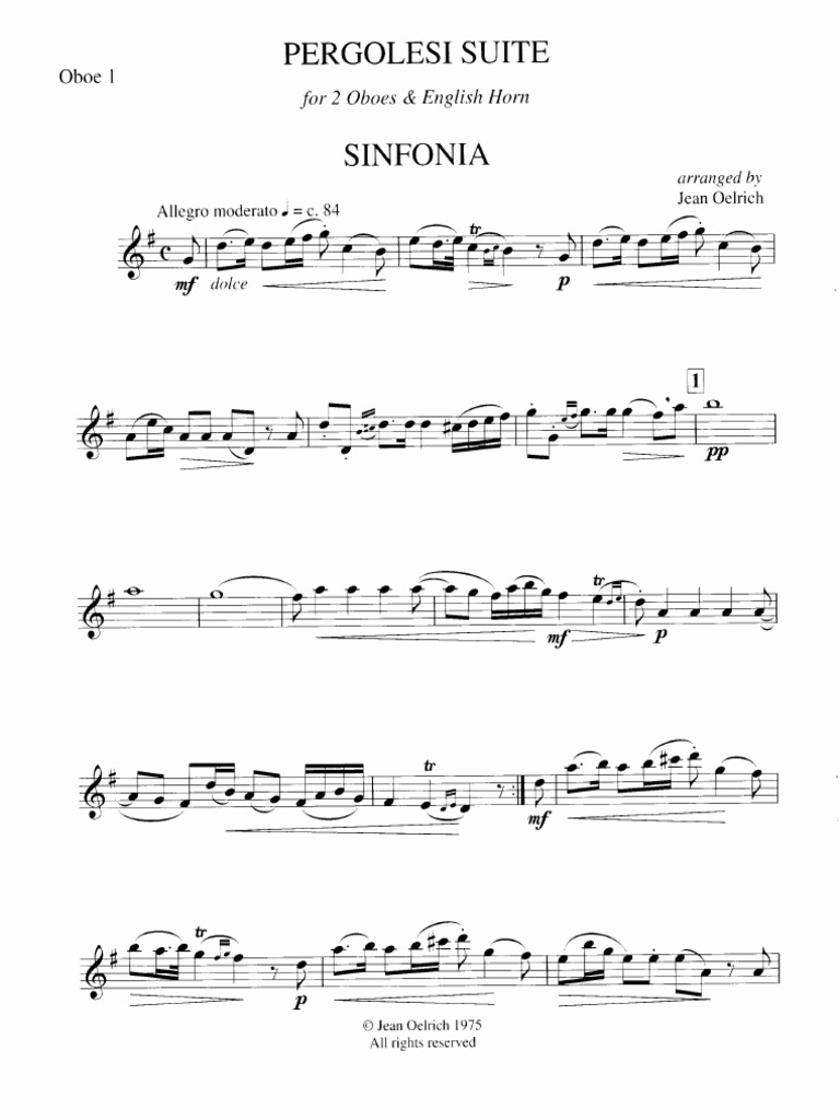 Pergolesi Suite Oboe 1 | PDF
