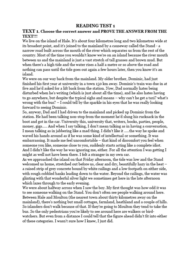 Reading Test 1 | PDF