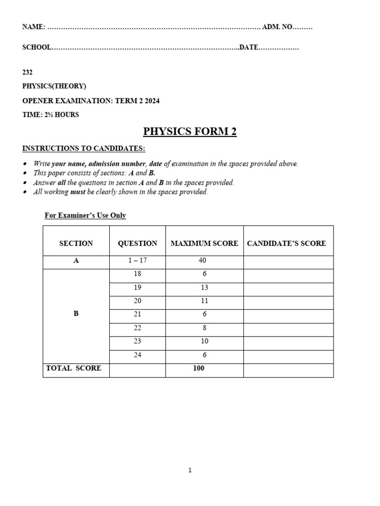 Physics F2 QS | PDF | Pressure | Physics
