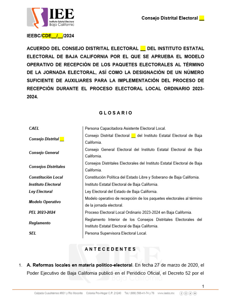 Acuerdo Modelo Operativo | PDF | Elecciones | Votación
