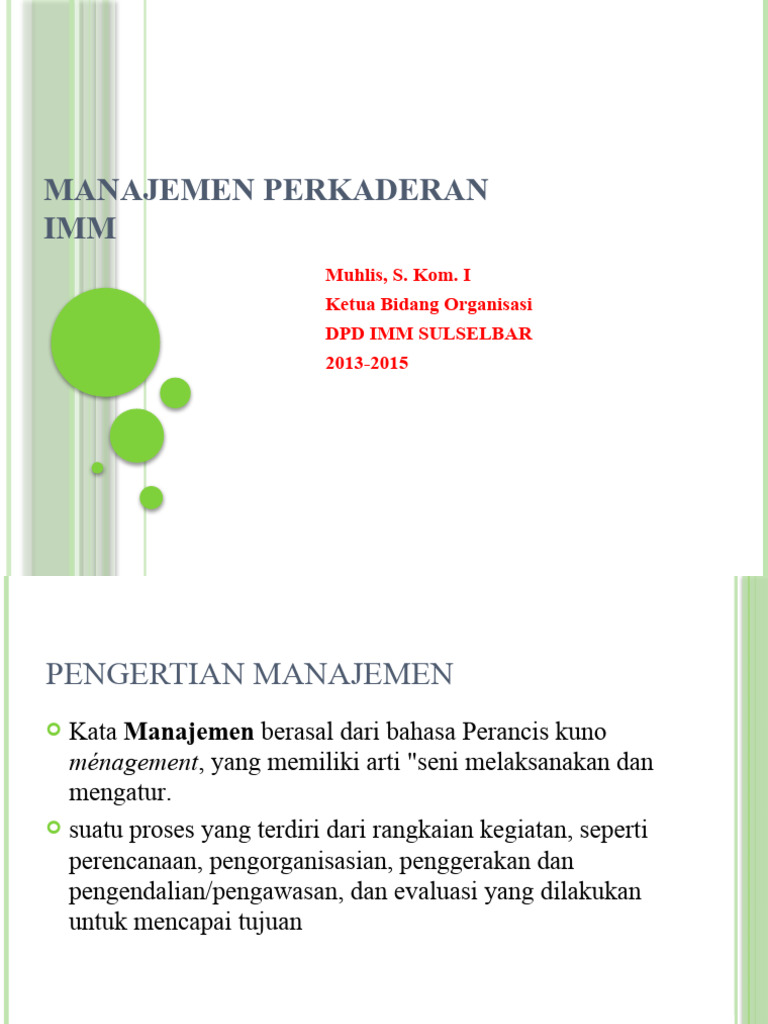 Manajemen Perkaderan Imm | PDF