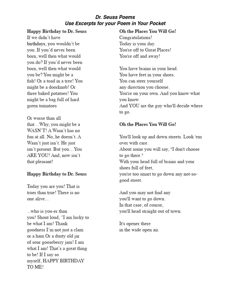 Dr. Seuss Poems | PDF