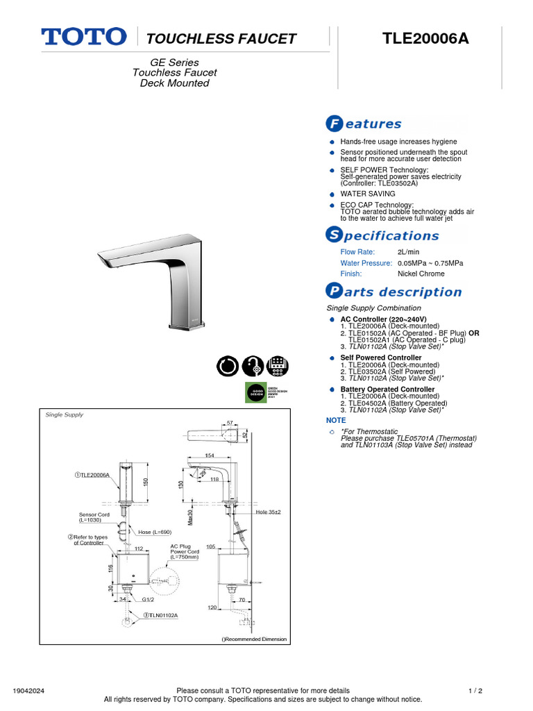 TLE20006A | PDF | Tap (Valve) | Mechanical Engineering