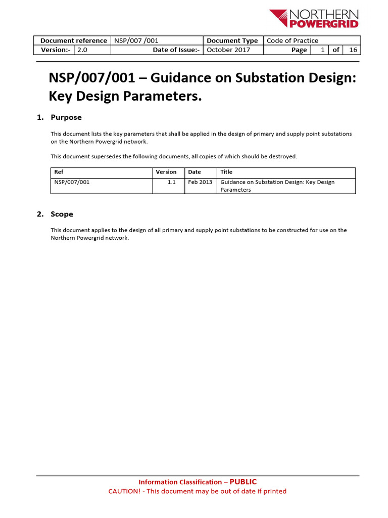 Northern Powergrid Substation Design Guide | PDF | Electrical ...