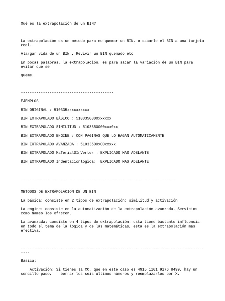 Como Extrapolar Un BIN | PDF | Métodos y materiales de enseñanza