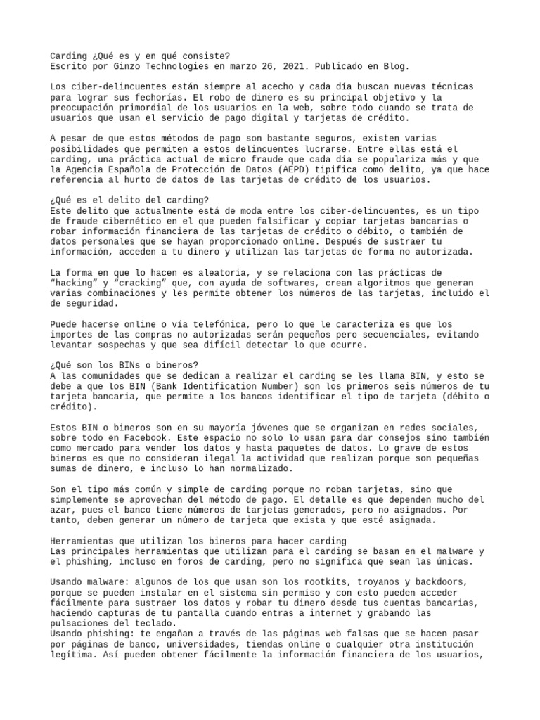 ¿Qué es el carding y cómo funciona? | PDF | Suplantación de identidad ...