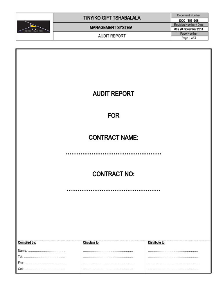 TiG - Audit Report - (Doc - TiG - 308) | Download Free PDF | Audit | Business