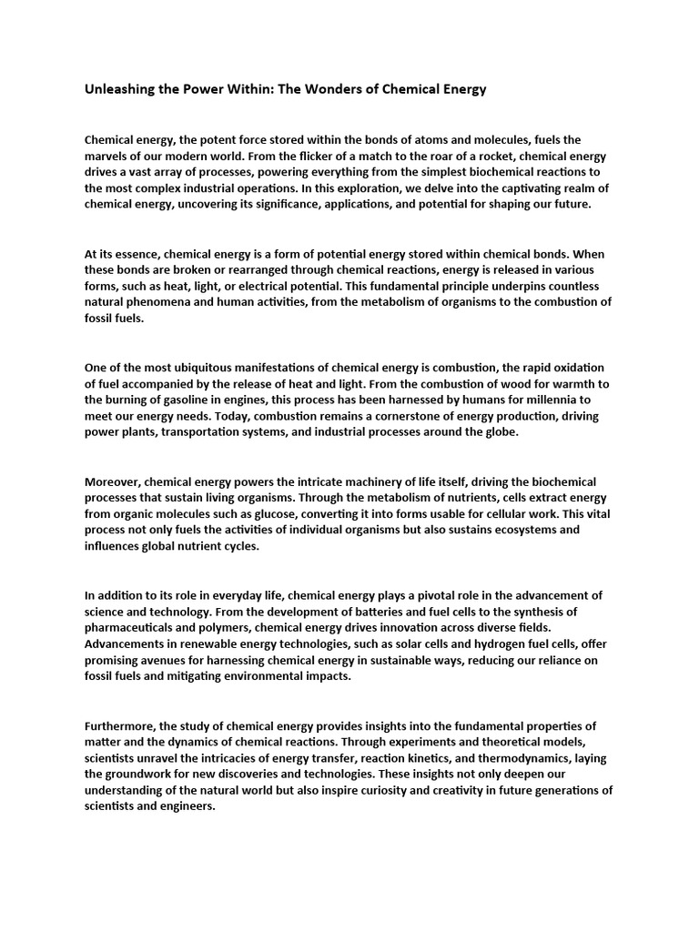 The Power and Potential of Chemical Energy | PDF | Fuels | Combustion