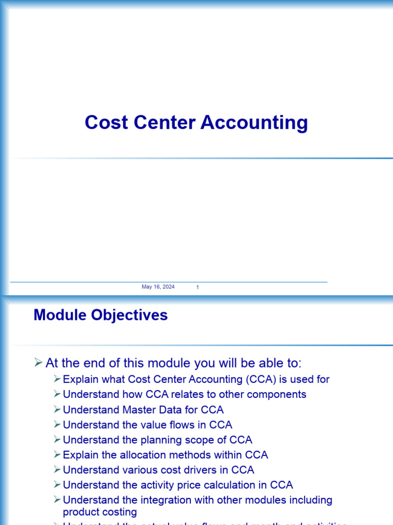 Cost Center Accounting Overview | PDF | Cost | Cost Of Goods Sold